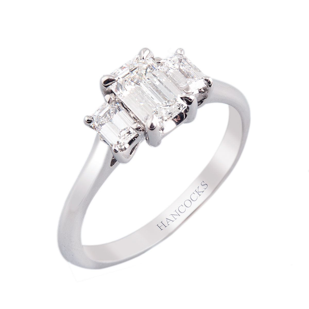 Emerald Cut Diamond Three Stone Ring - Hancocks Jewellers