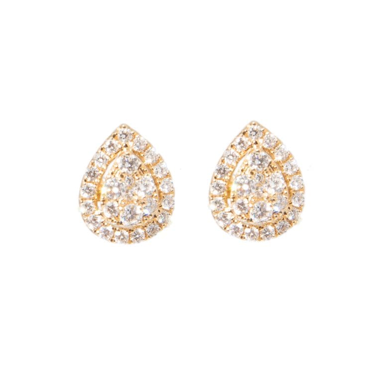 Pear Shaped Diamond Halo Cluster Studs - Hancocks Jewellers