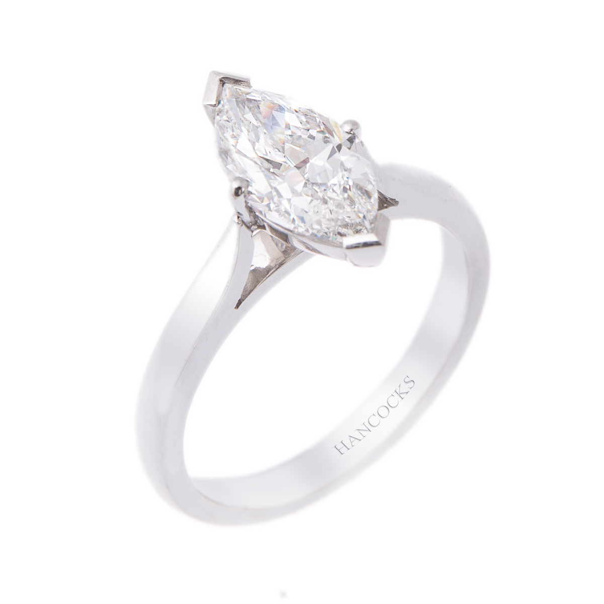 Platinum Marquise Diamond Single Stone Ring | Hancocks Jewellers