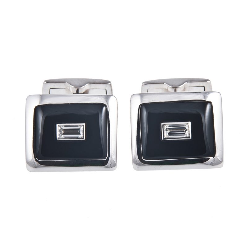 Baguette Cut Diamond Rectangular Cufflinks | Hancocks Jewellers