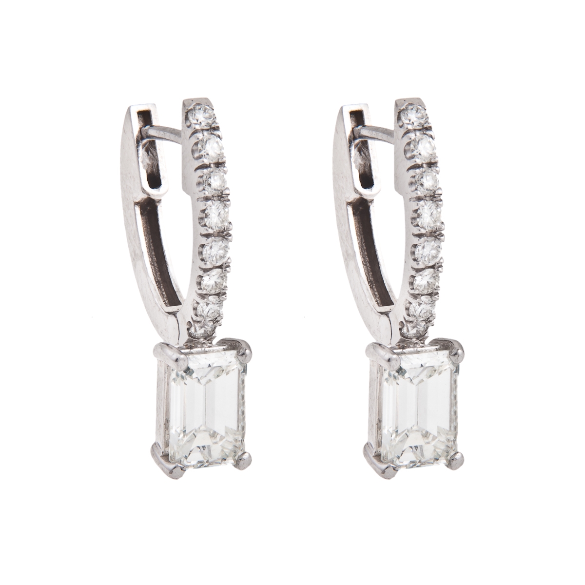 Emerald Cut Diamond Hoops - Hancocks Jewellers